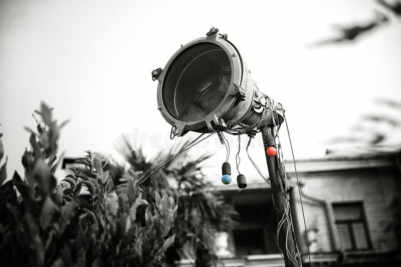An Old Rusty Searchlight Mounted on a Tree Stock Image - Image of ...