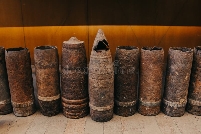 Old Rusty Shells of World War II in the Museum Stock Photo - Image of ...