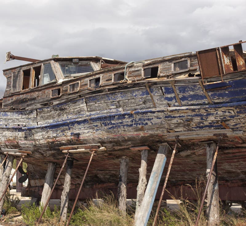 Old, Rusty Ship Abandoned on the Shore Stock Image - Image of abandoned ...
