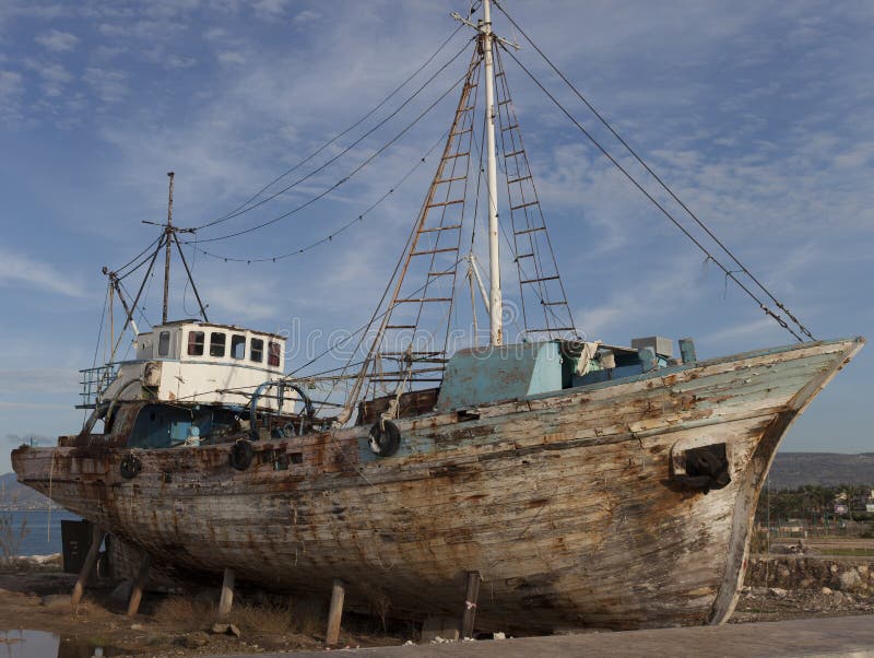 Old, Rusty Ship Abandoned on the Shore Stock Image - Image of ...