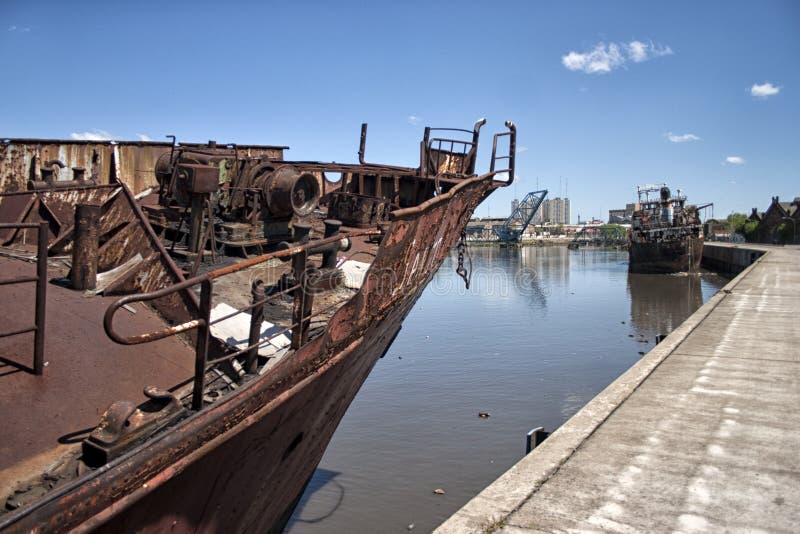 Old, Rusty Ship Abandoned on the Shore Stock Photo - Image of industry ...