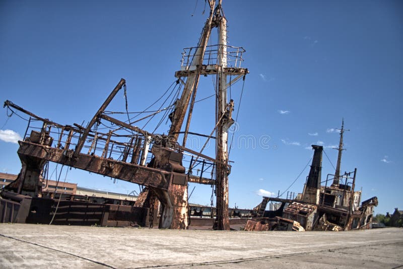 Old, Rusty Ship Abandoned on the Shore Stock Photo - Image of nautical ...
