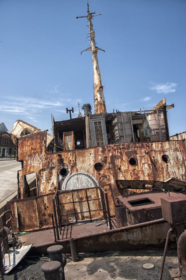 Old, Rusty Ship Abandoned on the Shore Stock Image - Image of rusty ...
