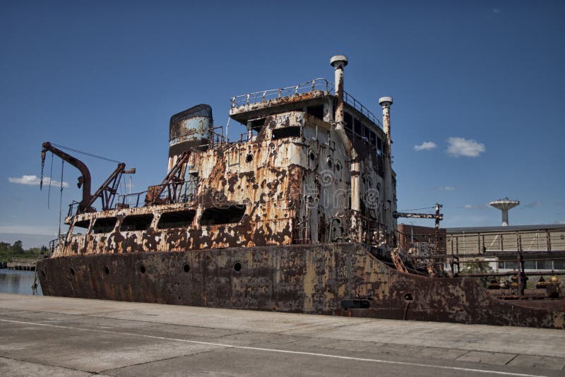 Old, Rusty Ship Abandoned on the Shore Stock Photo - Image of outdoor ...