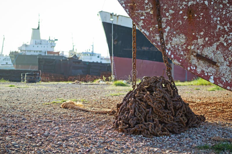 Old rusty ship anchor rim stock photo. Image of pollution - 313888784