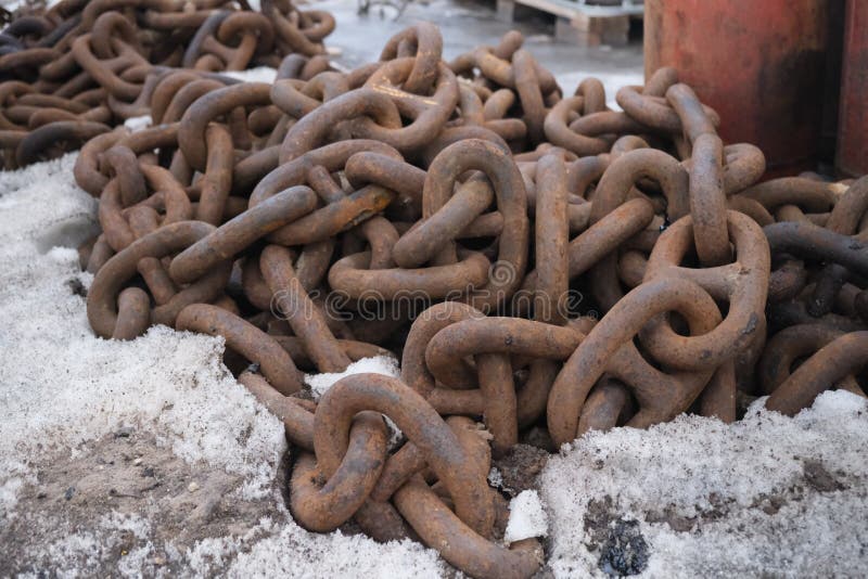 Old Rusty Ship Chain in the Trash Heap Stock Photo - Image of heavy ...