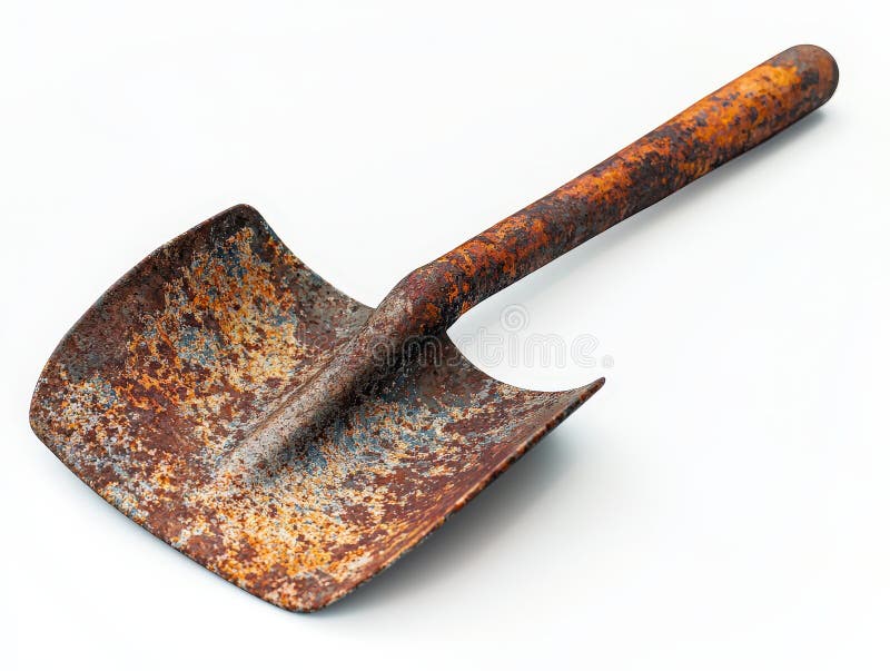 Old Rusty Shovel with a Worn Handle on a Plain White Background for ...