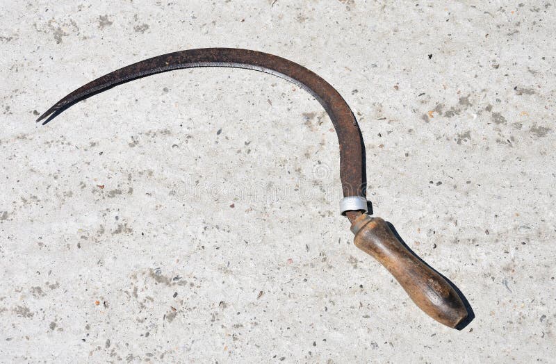 Old Rusty Sickle Used by Farmers Stock Photo - Image of honey, green ...