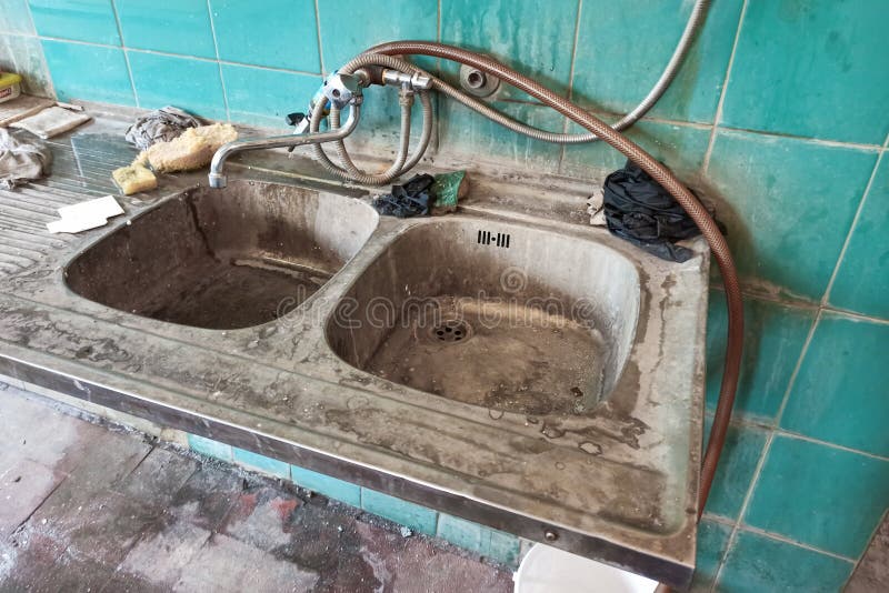Rusty sink in the kitchen stock image. Image of indoor - 163351439