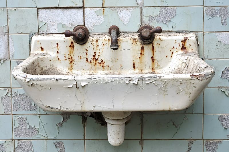 Old Rusty Sink Showing Deterioration in Abandoned Place Stock Image ...