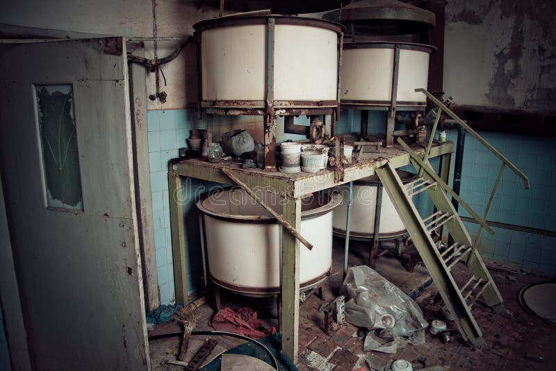 Old Rusty Small Vats in Abandoned Chemical Factory Stock Photo - Image ...