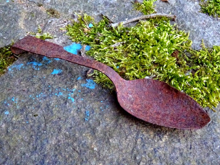 An old rusty spoon stock image. Image of brown, moss - 214508019