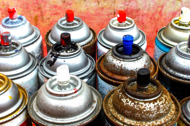 Old and Rusty Spray Paint Cans Stock Image - Image of closeup, toxic ...