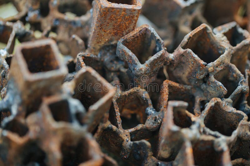 Old and Rusty Square Pipes. Stock Photo - Image of alloy, pattern: 99190040