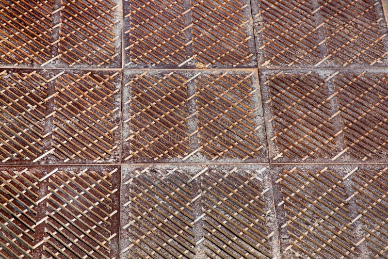 Rusty Manhole Rectangular Grating of the Drainage System. Stock Image ...