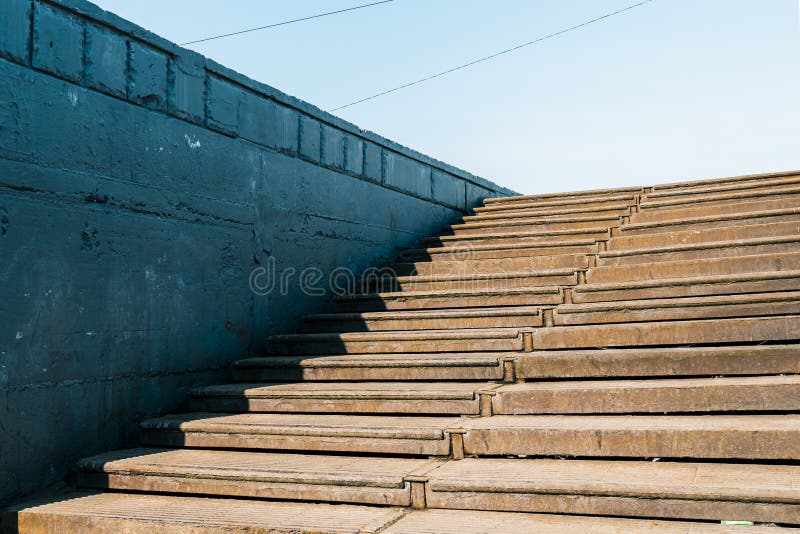 Old Rusty Staircase Leading Up To the Blue Sky Stock Image - Image of ...