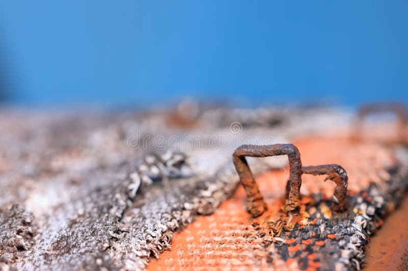 Old Rusty Staples on a Weathered Pulley Belt Stock Photo - Image of ...