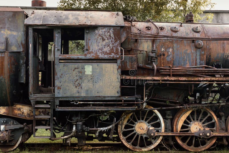 Old, rusty steam egine stock image. Image of steam, side - 49920171