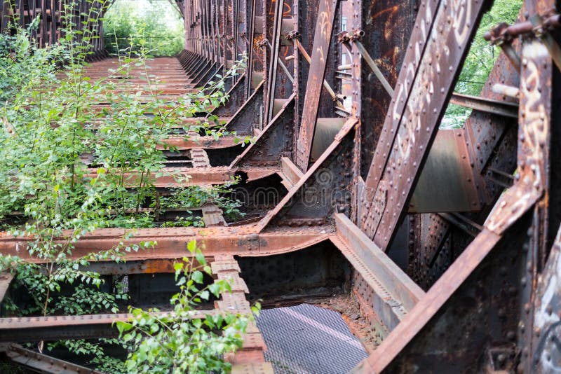Old Rusty Steel Bridge Construction - Rusted Steel Beams Stock Photo ...