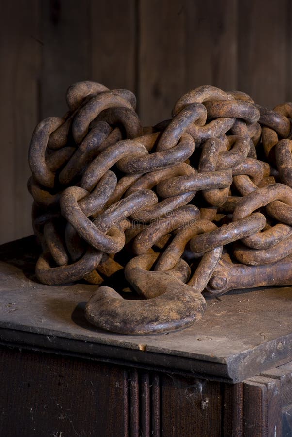 Old rusty steel chain stock image. Image of links, hardened - 24050743