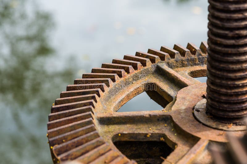 Old Rusty Steel Gear Closeup Stock Image - Image of industry, closeup ...