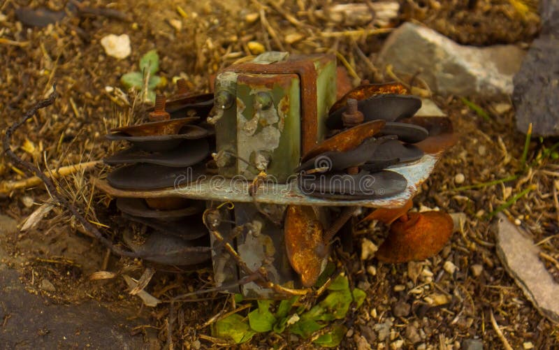 Old Rusty Steel on the Ground Stock Image - Image of foliage, green ...