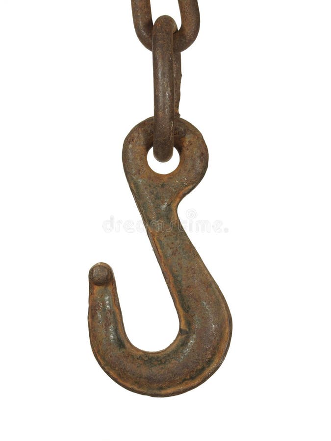 Old Rusty Steel Hook Isolated on a White Background Stock Photo - Image ...