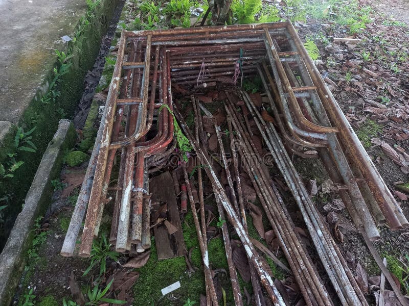 Old Rusty Steel Scaffolding Rods Lying on the Ground Stock Photo ...