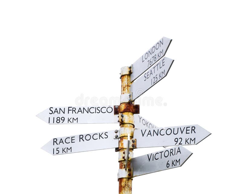 Old Rusty Steel Sign Post Isolated on White Background at Canada Stock ...