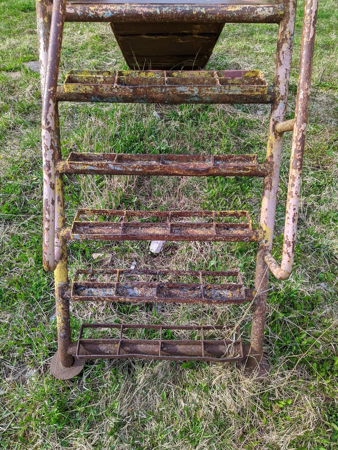 Old and Rusty Steps for the Slide Front View Stock Photo - Image of ...