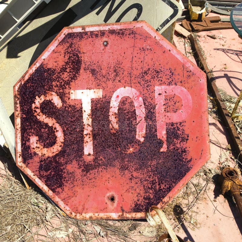 Old rusty stop sign stock photo. Image of obsolete, junk - 5538496