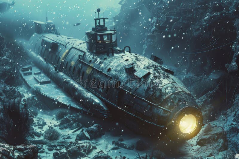 Old Rusty Submarine from World War Ii Lying on Seabed Stock Image ...