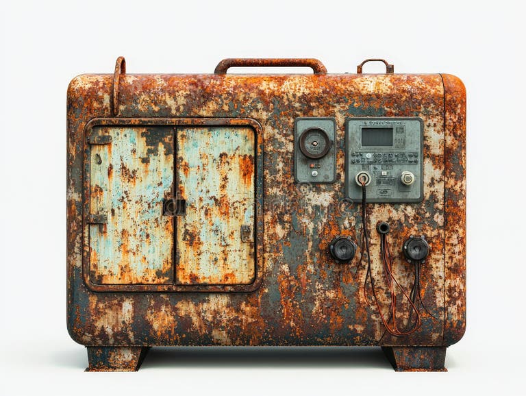 Old Rusty Suitcase with a Vintage Clock Resting on Top of it in a ...