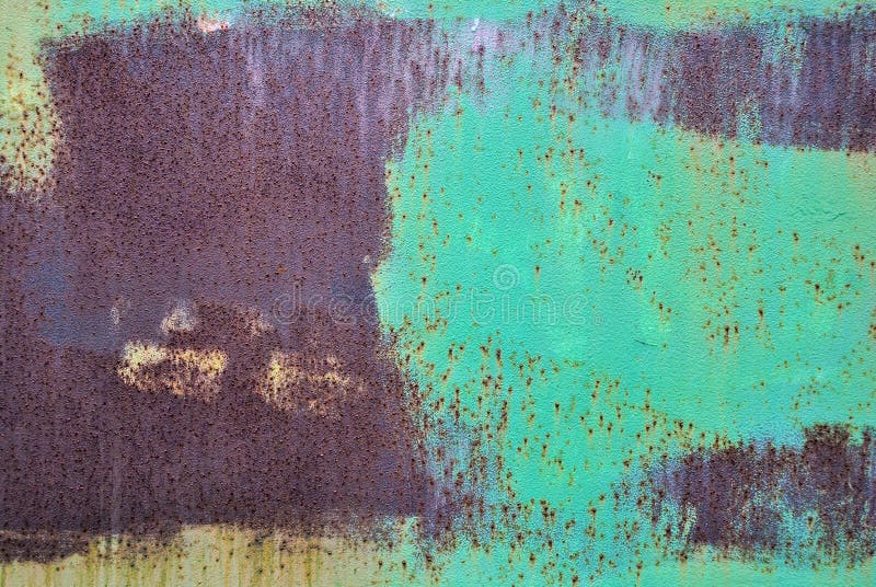 Old Rusty Surface Painted with Turquoise Shabby Paint, Horizontal ...