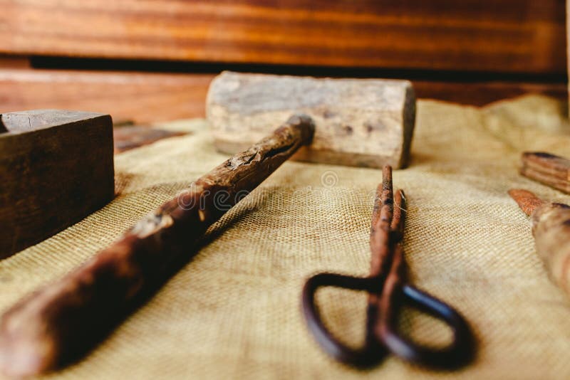 Old and Rusty Tools To Work the Wood in a Boat Stock Photo - Image of ...
