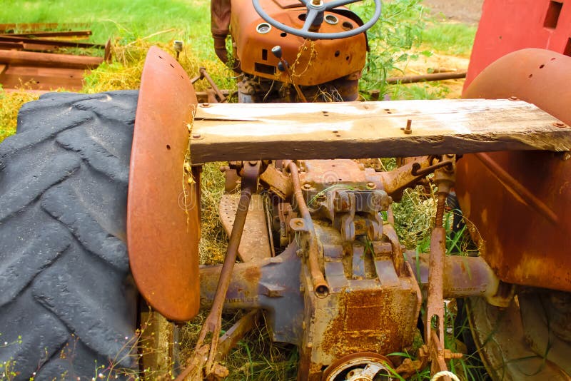 Old rusty tractor in farm, stock image. Image of harvest - 155183057