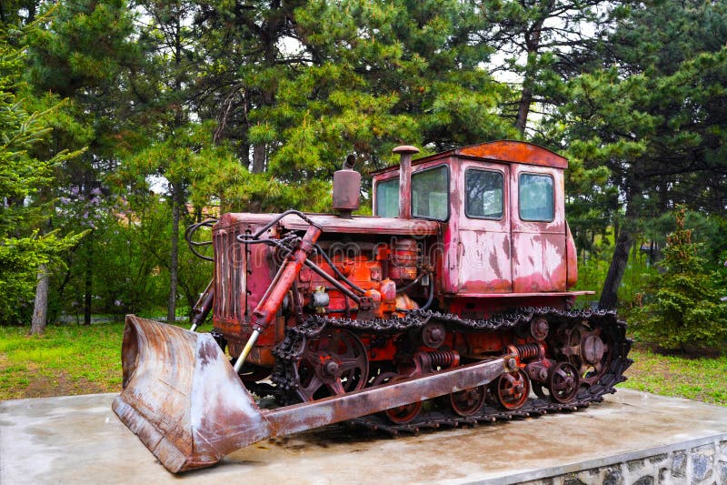 An Old Rusty Tractor Stands Near the Barn Stock Photo - Image of farm ...