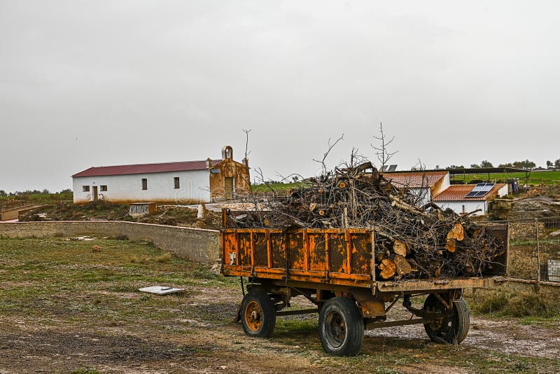 Old Rusty Trailer, Full of Firewood Stock Photo - Image of wood, forest ...