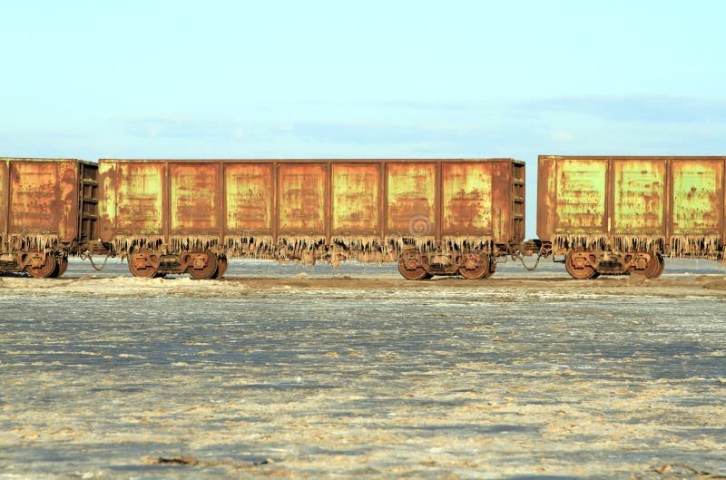 Old Rusty Train Cars with Stalactites of Salt Stock Photo - Image of ...