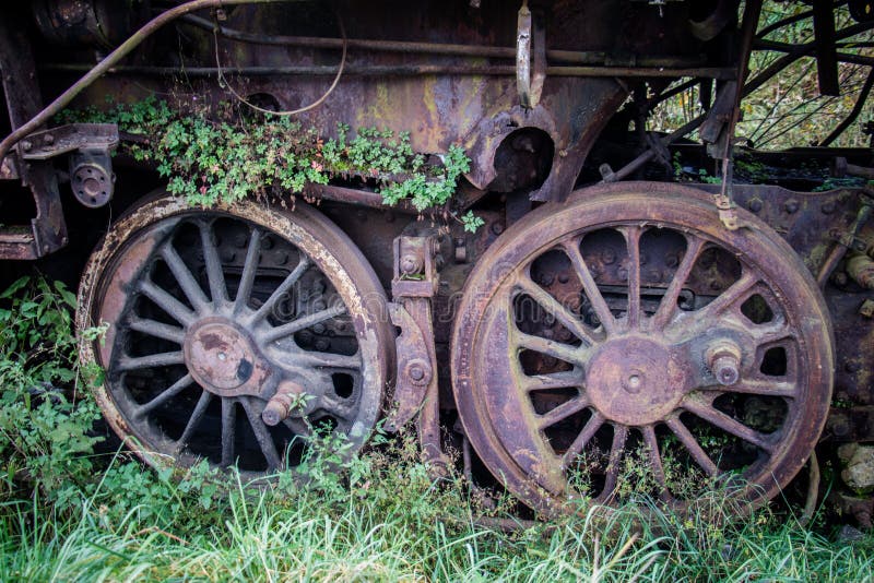 Old Rusty Trains. Old Abandoned Track, Siding with Dirty Old Trains ...