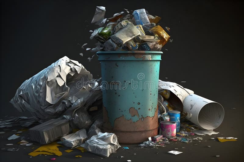 Old Rusty Trash Can with Garbage Stock Illustration - Illustration of ... Old Rusty Trash Can with Garbage Stock Illustration - Illustration of ...