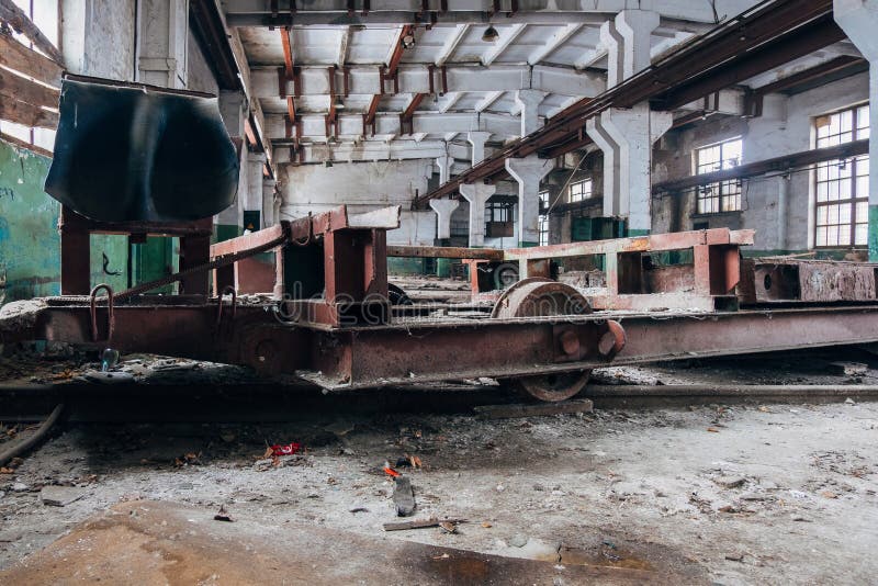 Old Rusty Trolley in Abandoned Factory Stock Photo - Image of copper ...