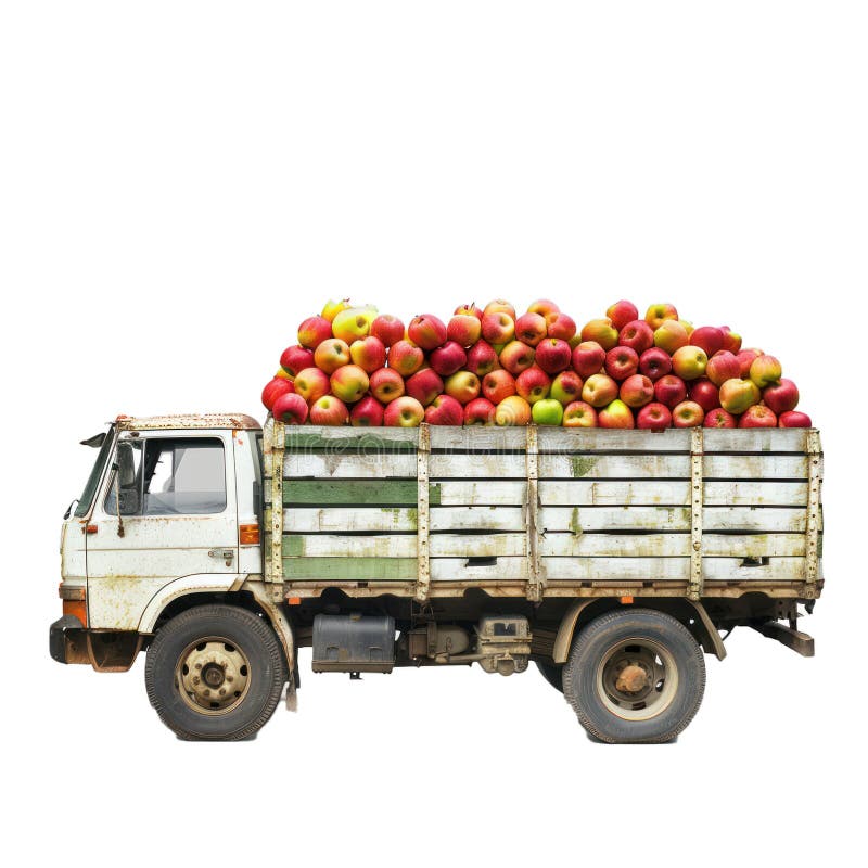 Old Rusty Truck Transporting a Full Load of Freshly Harvested Apples ...