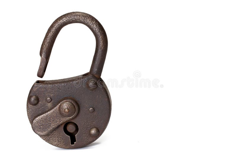 Old Open Rusty Shackle Lock White Background Stock Photo - Image of ...