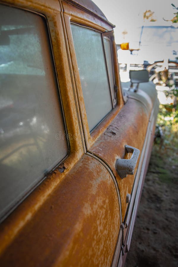 Old Rusty Vehicle in a Junkyard Stock Image - Image of machine, detail ...