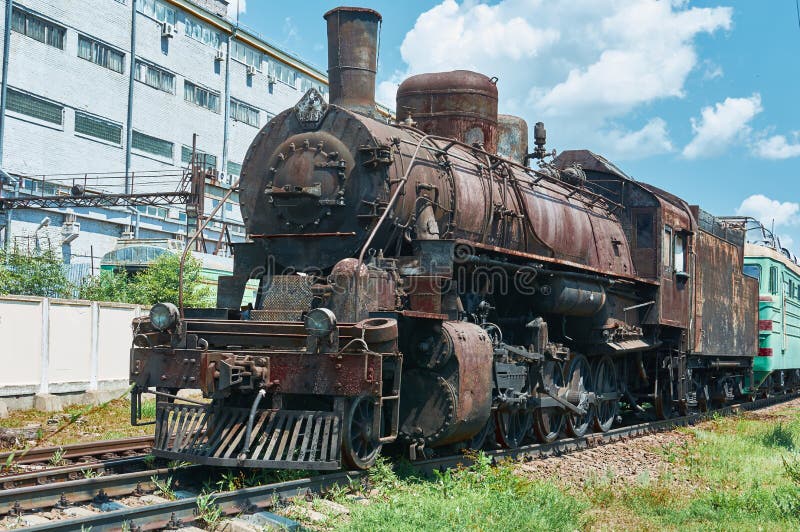 Old, Rusty, Vintage Steam Locomotive on Rails Stock Image - Image of ...
