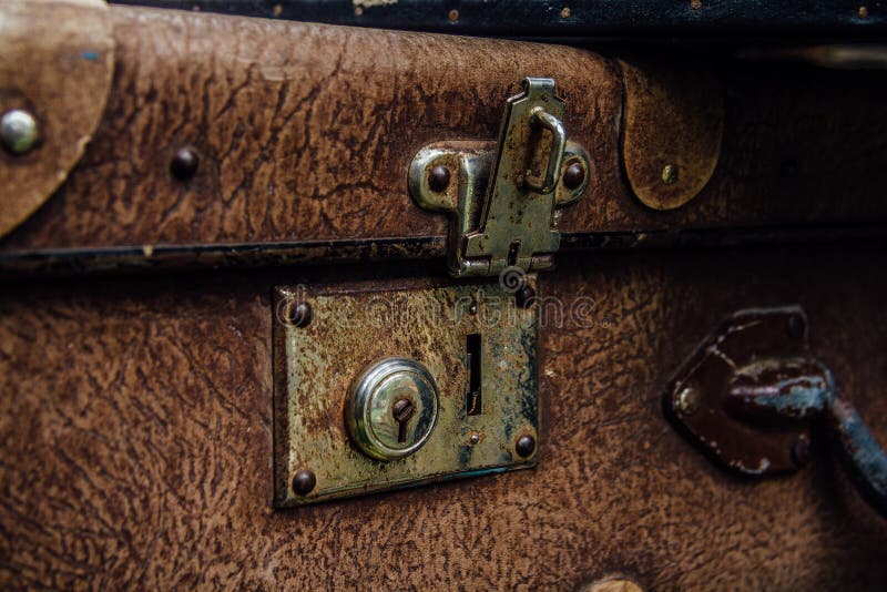 Old Rusty Vintage Suitcase Lock Stock Photo - Image of leather ...