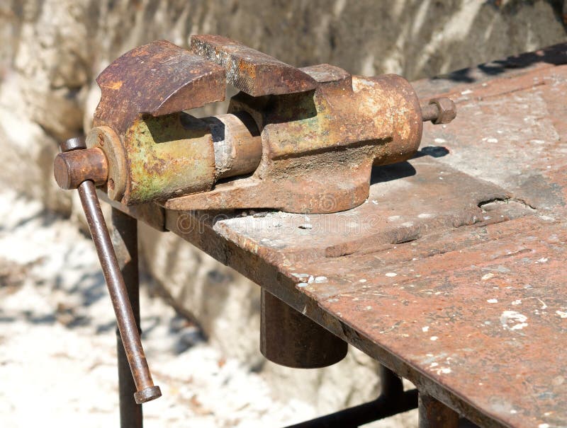 Old rusty vise stock image. Image of dirty, handle, parallel - 77983733