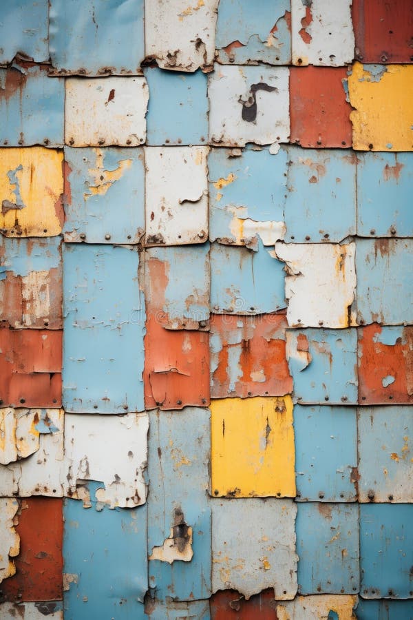 An Old Rusty Wall with Many Different Colors Painted on it Stock ...