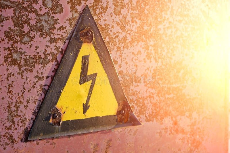 Old, Rusty Warning about Danger and High Voltage in Form Lightning ...